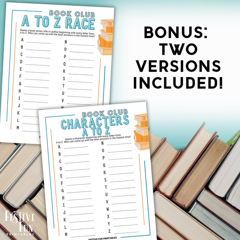 Book Club A to Z Race Game, 2 Versions Included for Literary Characters ...
