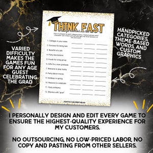 Graduation Think Fast Printable Game, Senior Night Grad Party Activity ...