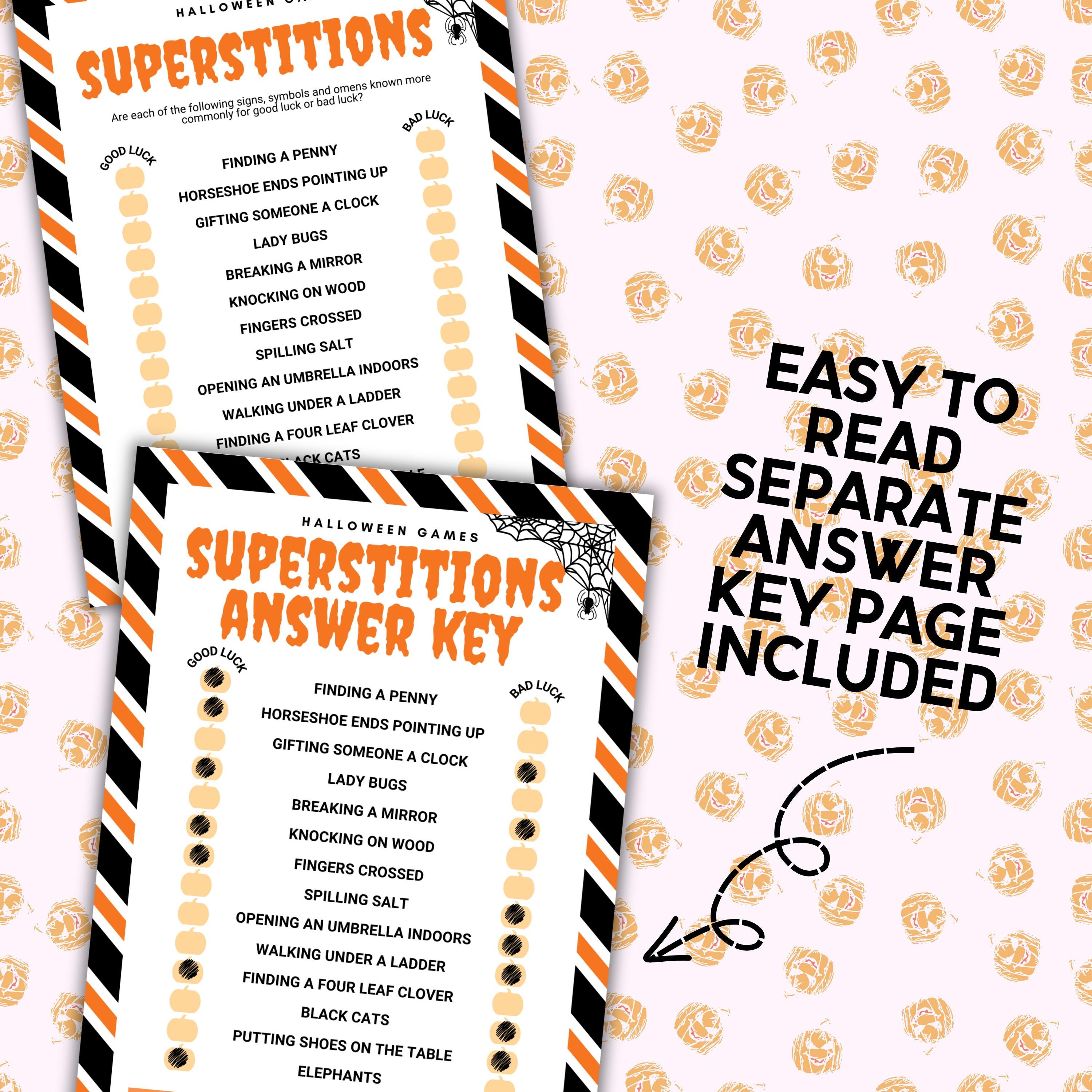 Superstitions Trivia, Halloween Are You Superstitious, Good Luck Bad ...