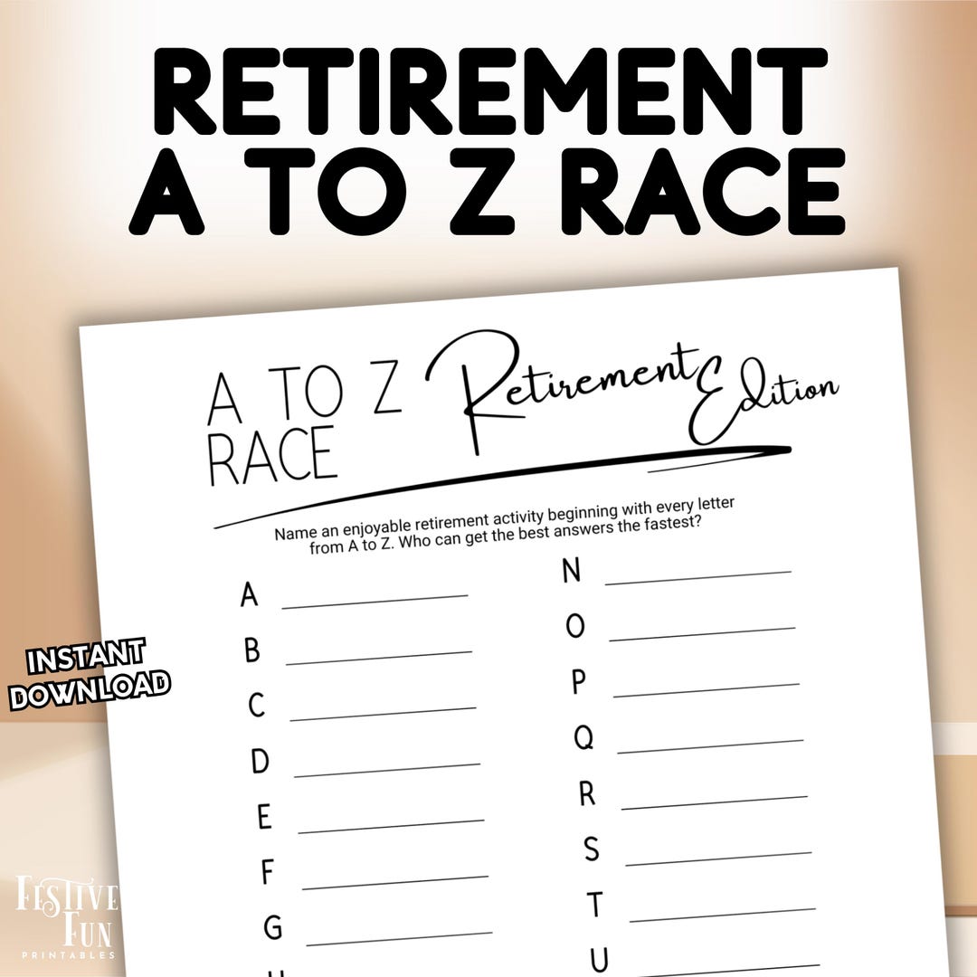Retirement Hobbies A to Z Race, Printable Office Coworker Game for ...