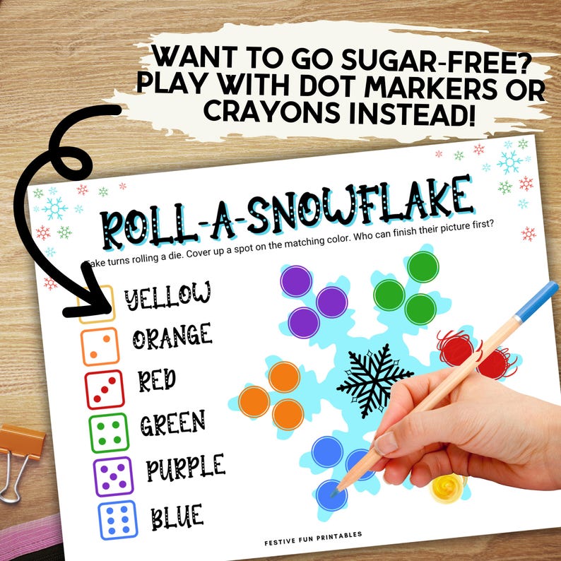 Roll a Snowflake Candy Dice Game, Easy Fun Winter Game for School or ...