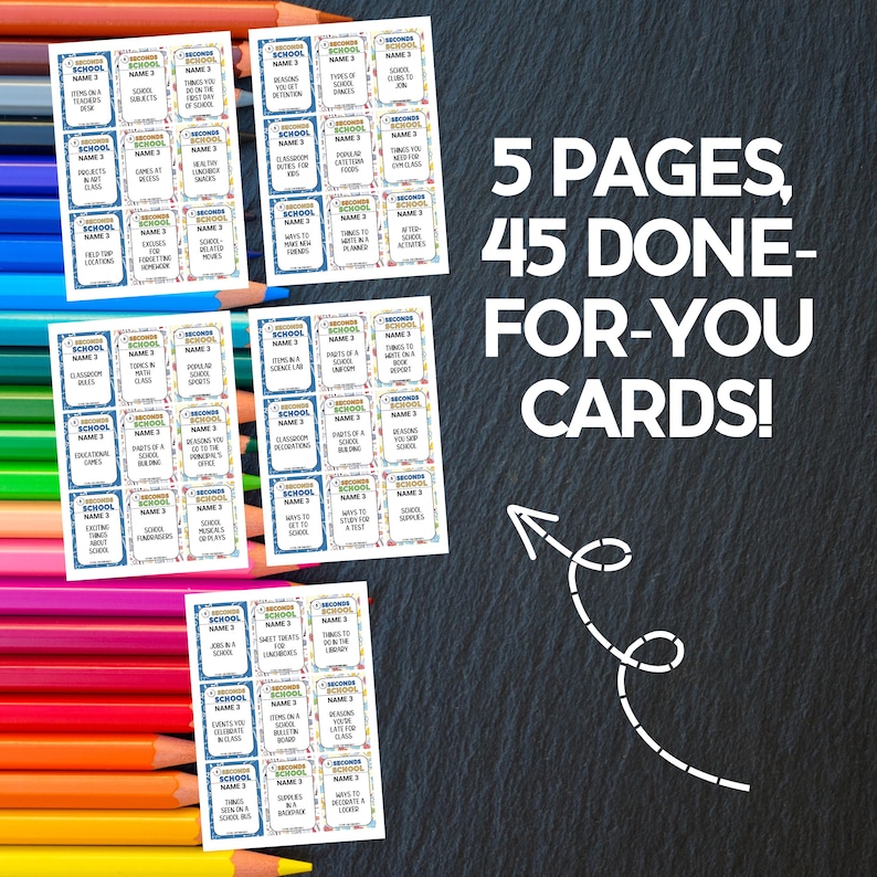 Back to School 5 Second Game Printable, Non-holiday, Non-denominational ...