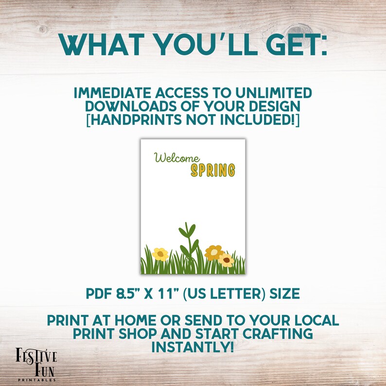 Welcome Spring DIY Sign, Cute Floral Handprint Crafts for Kids ...