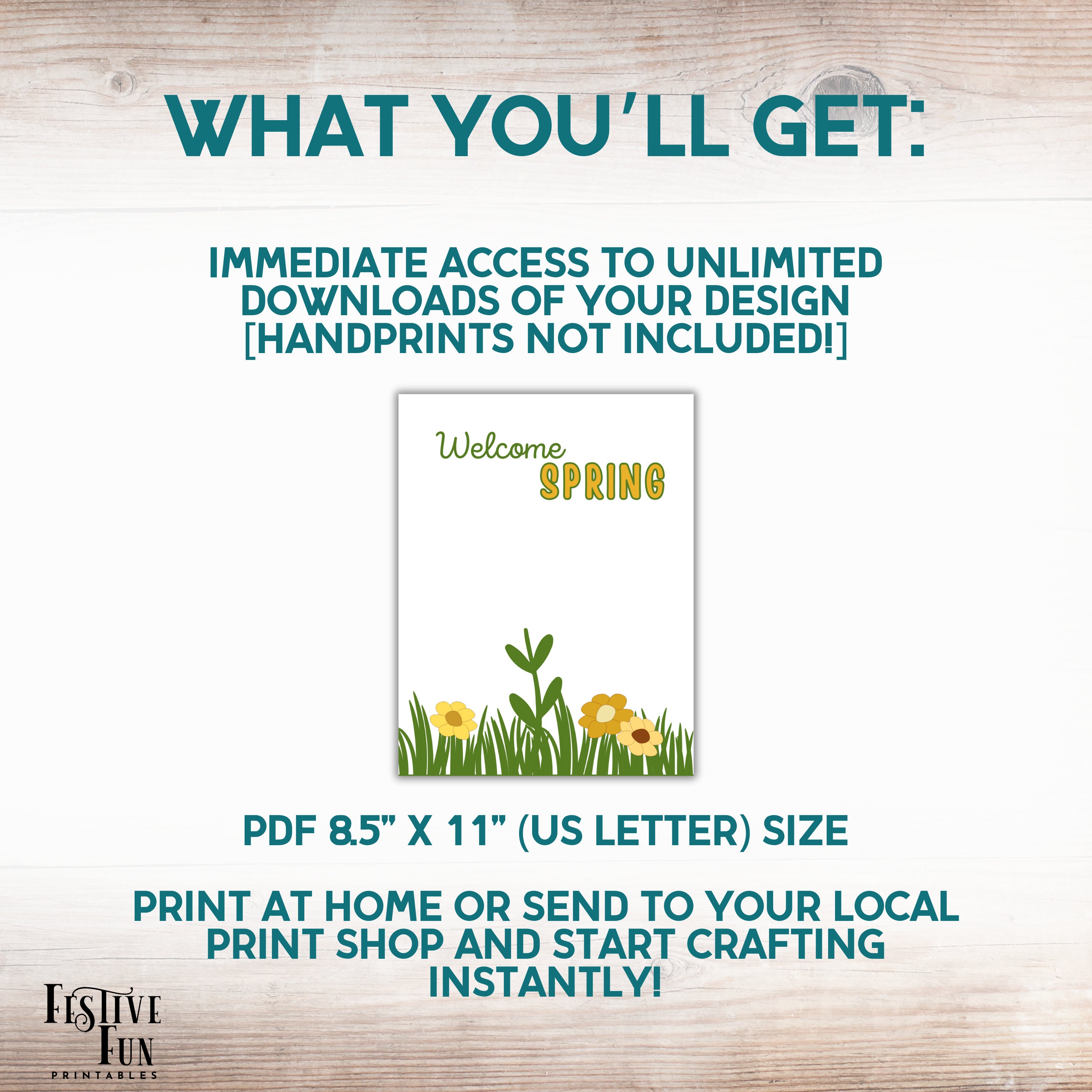 Welcome Spring DIY Sign, Cute Floral Handprint Crafts for Kids ...