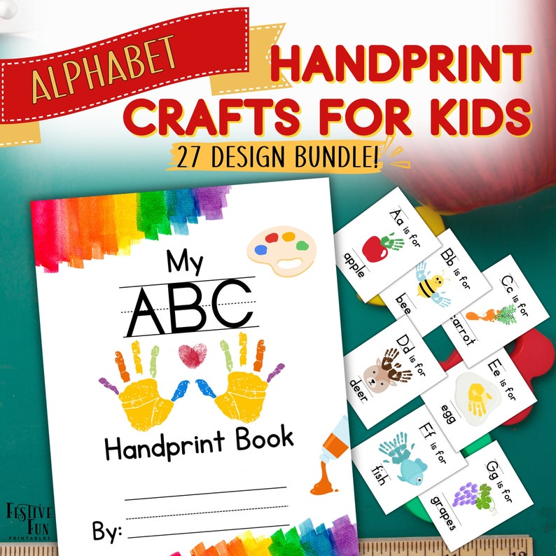 My First ABC Handprint Art Alphabet Book, Printable Finger Painting ...