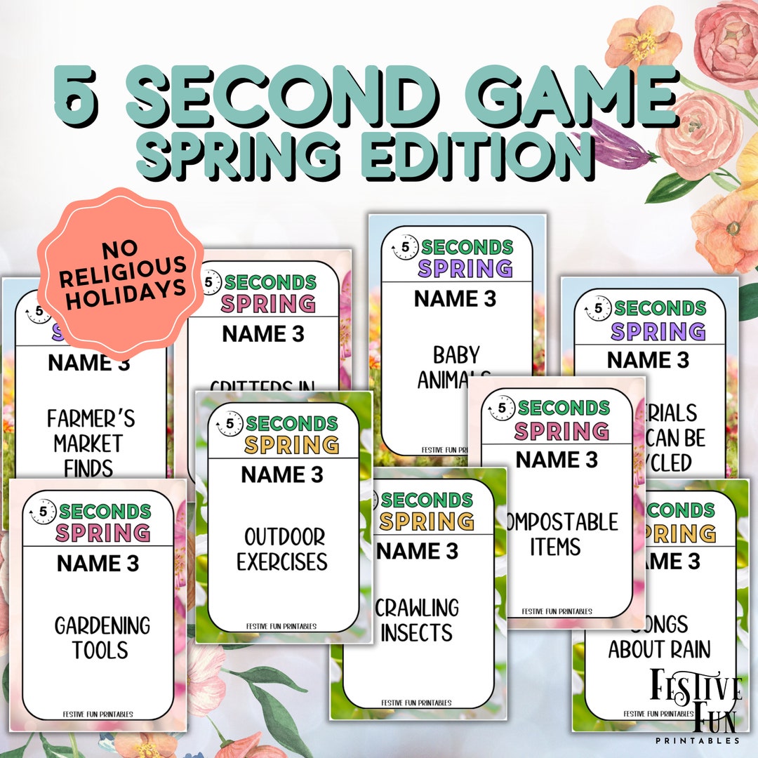 5 Second Game, Spring Themed Non-religious for Kids, Teens and Adults ...