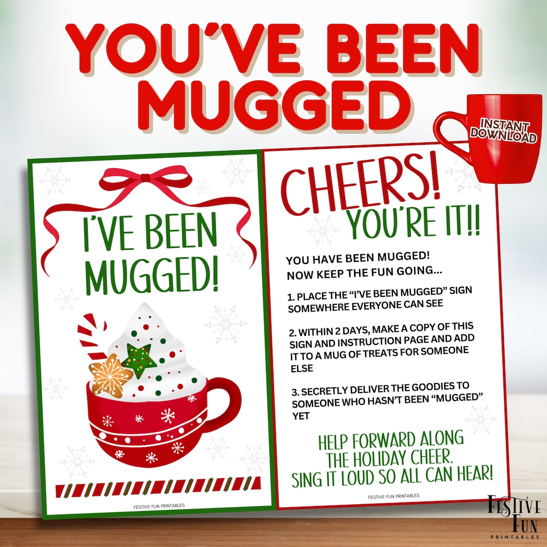 You've Been Mugged Modern Hug in a Mug Printable Game, Secret Santa ...