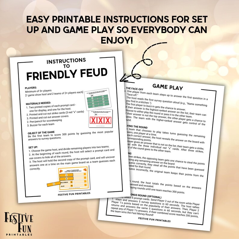Thanksgiving Friendly Feud Game, Printable Friendsgiving Fall Festival ...