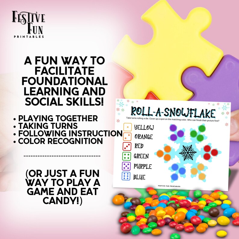 Roll a Snowflake Candy Dice Game, Easy Fun Winter Game for School or ...
