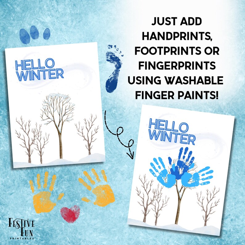 Hello Winter Seasonal Handprint Craft for Kids, Cute Printable Tree ...