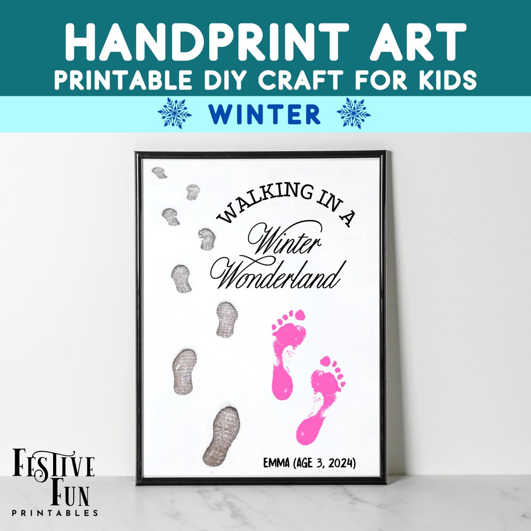 Walking in a Winter Wonderland Footprint Craft for Kids, Printable ...