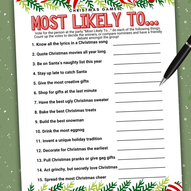 Most Likely to Christmas Superlative Awards, Fun December Friendsmas ...