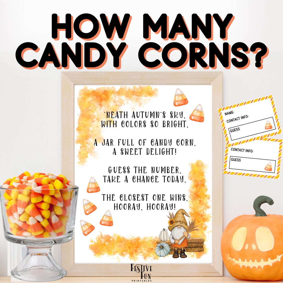 Candy Corn Guessing Game Printable Bundle, Guess How Many Poem Sign and ...