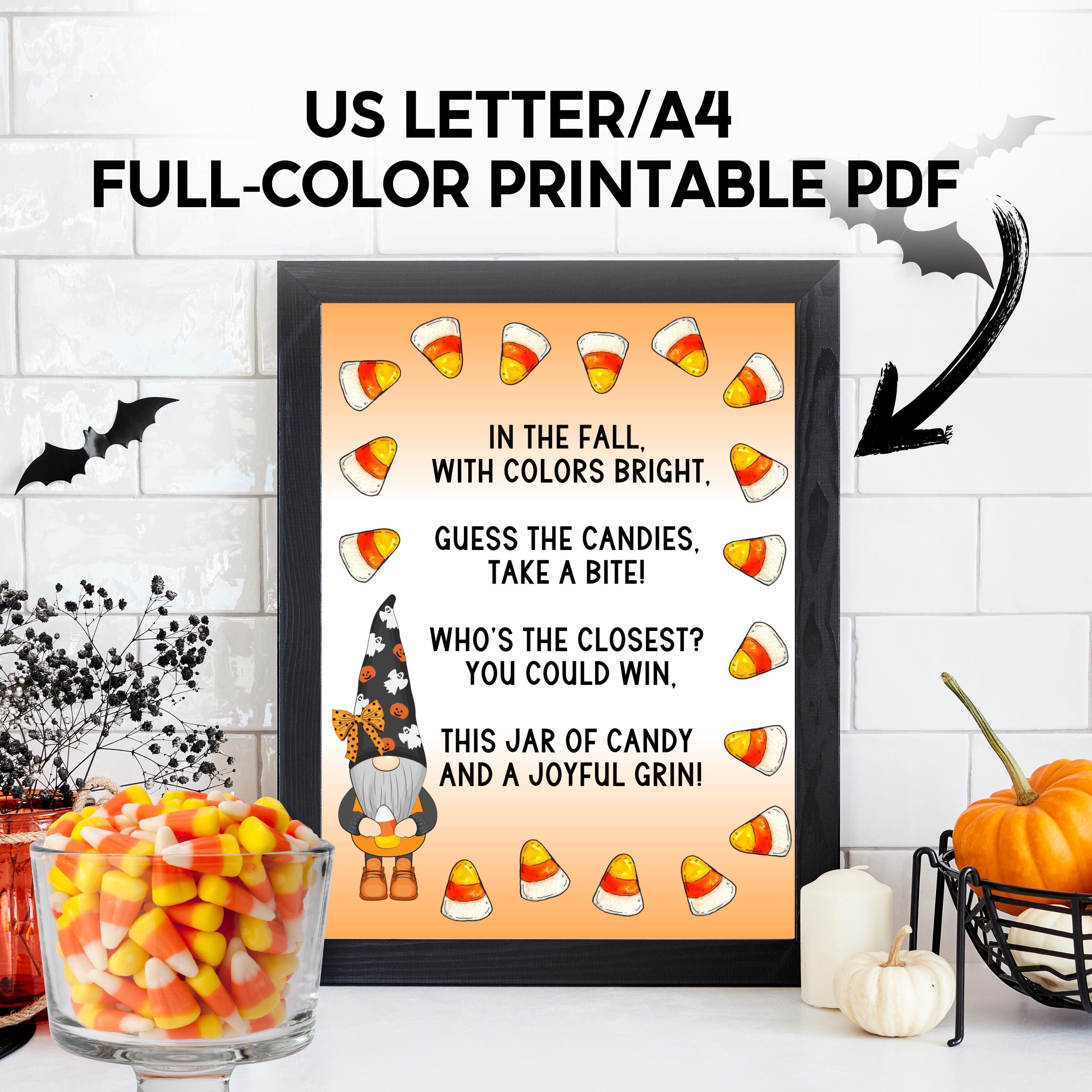 Guess How Many Candy Game Printable Bundle, Rhyming Poem Rules Sign and ...