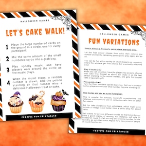 Halloween Cake Walk Game With Instructions, Numbers and Calling Card ...