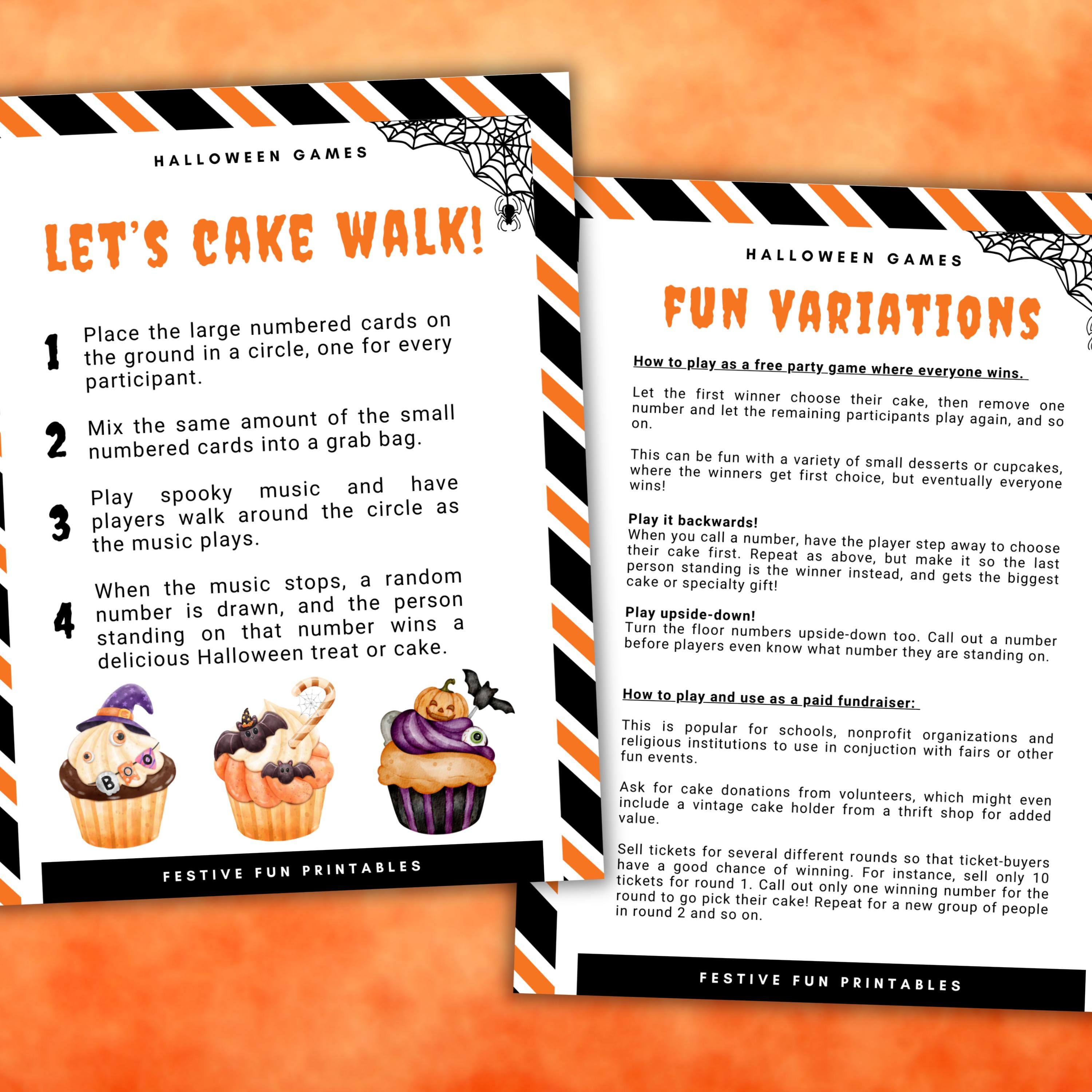 Halloween Cake Walk Game With Instructions, Numbers and Calling Card ...