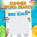 Printable Summer Word Search, Rainy Day Educational Summer Activity for ...