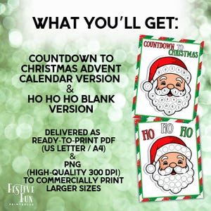Santa Advent Calendar, Printable Countdown to Christmas Activity for ...