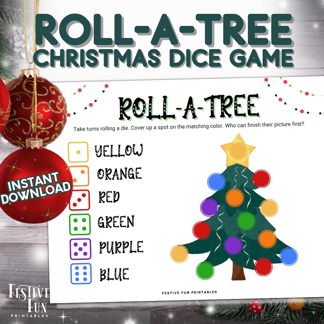 Roll-a-tree Christmas Party Game, Easy Roll the Dice Candy Game for ...