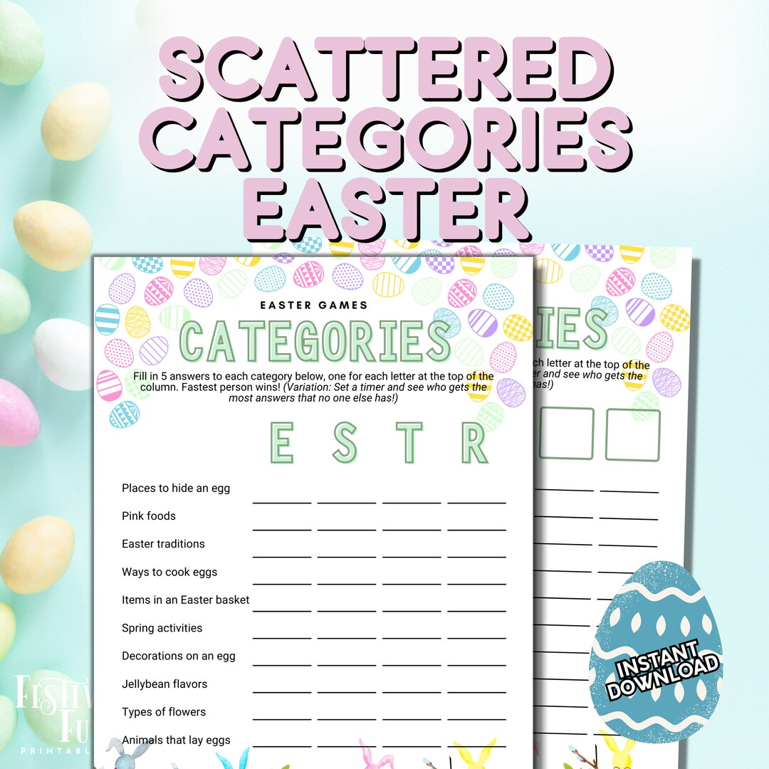 Easter Scattered Categories Printable Game for All Ages, Spring ...