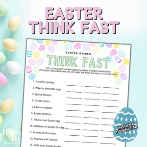 Easter Think Fast Printable Game for All Ages, Instant Download Game ...