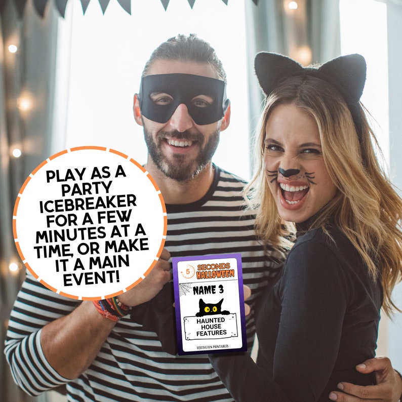 Halloween Five Second Game Printable, Name Three in 5 Seconds, Quick ...