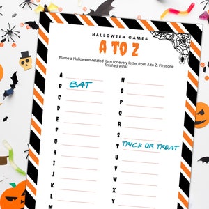 Halloween A to Z Race Game,think Fast Party Activity for Kids Teens or ...