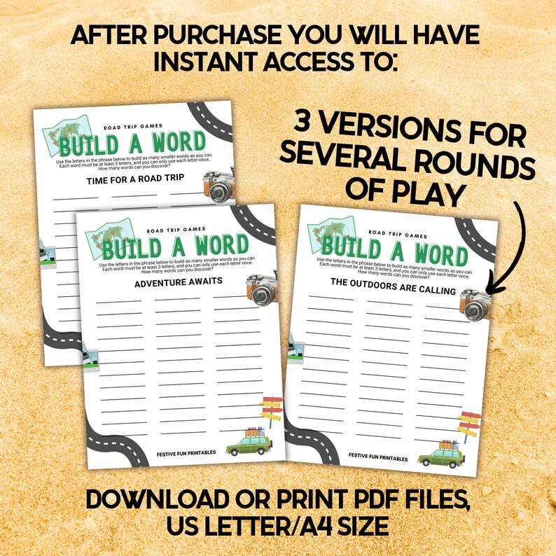 Road Trip Word Formation Game, Build A Word Search Challenge, Summer ...