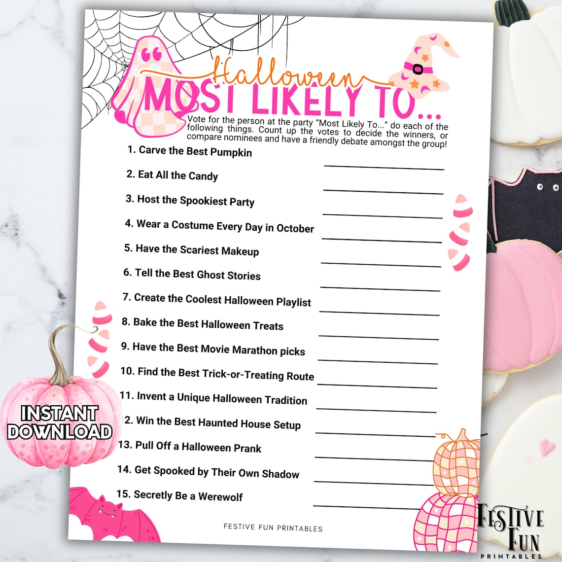 Halloween Superlatives, Most Likely to Girly Summerween Party Game ...