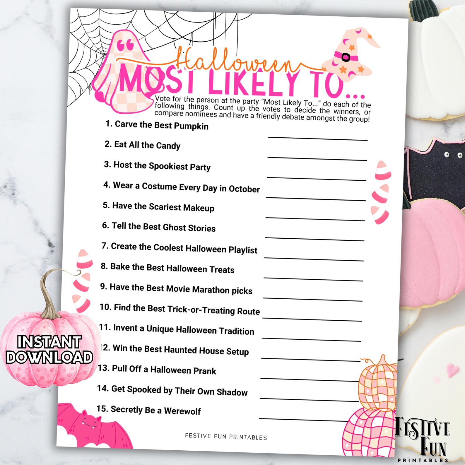 Halloween Superlatives, Most Likely to Girly Summerween Party Game ...