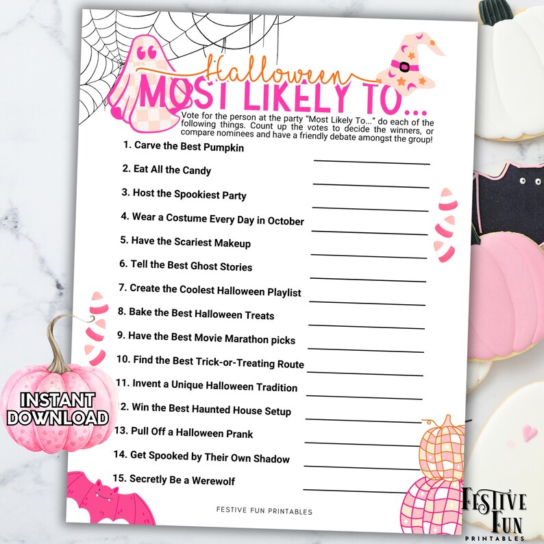 Halloween Superlatives, Most Likely to Girly Summerween Party Game ...