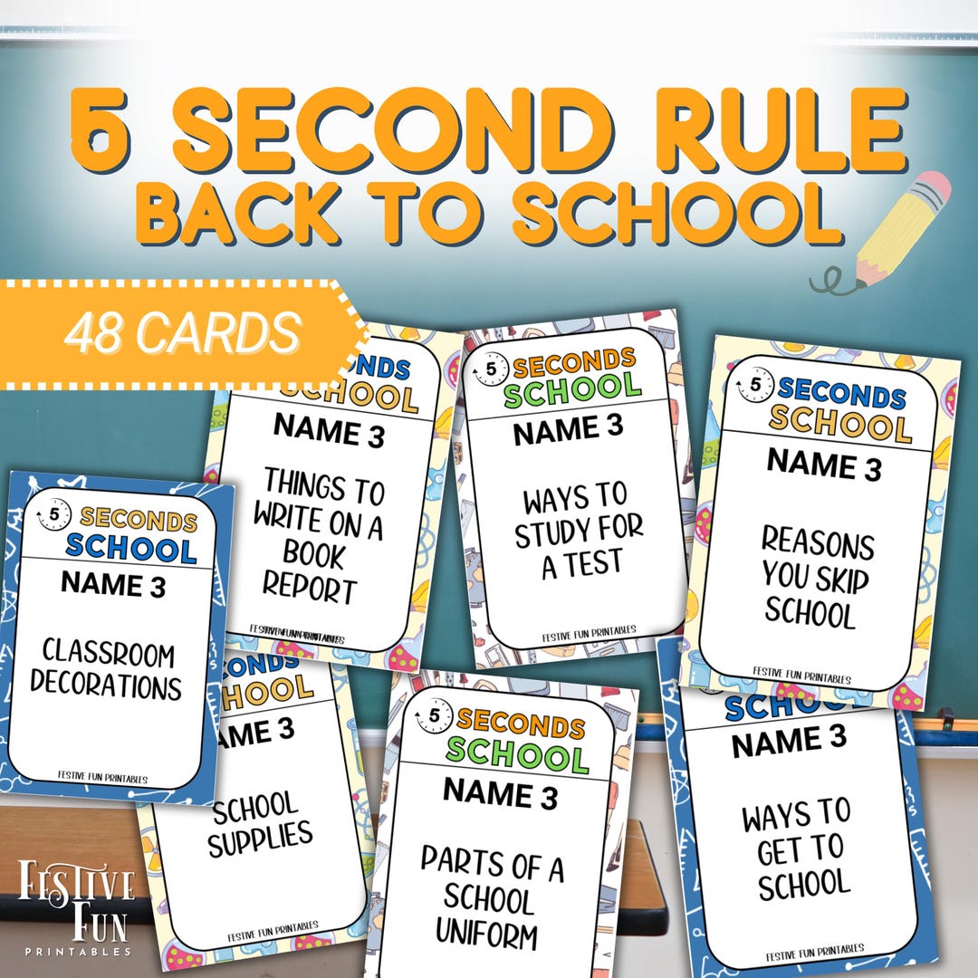 Back to School 5 Second Game Printable, Non-holiday, Non-denominational ...
