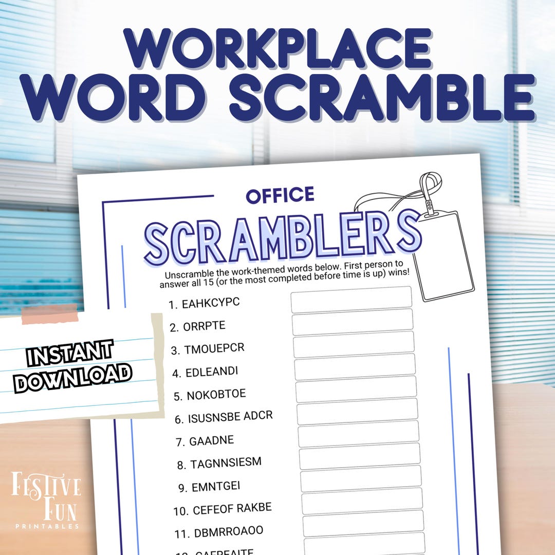 Office Word Scramble Activity, Meeting Icebreaker Team Building Games ...