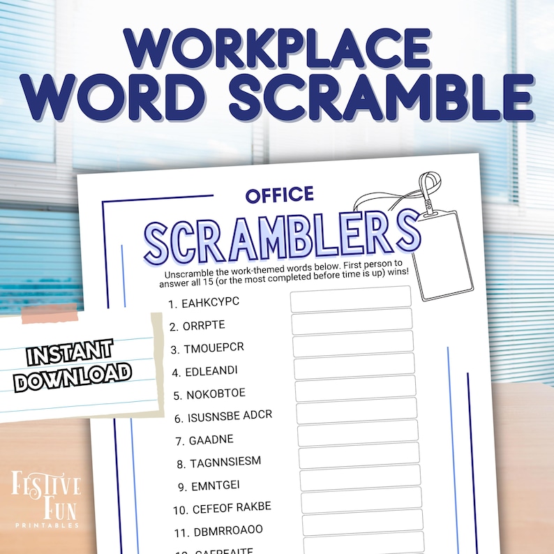 Office Word Scramble Activity, Meeting Icebreaker Team Building Games ...