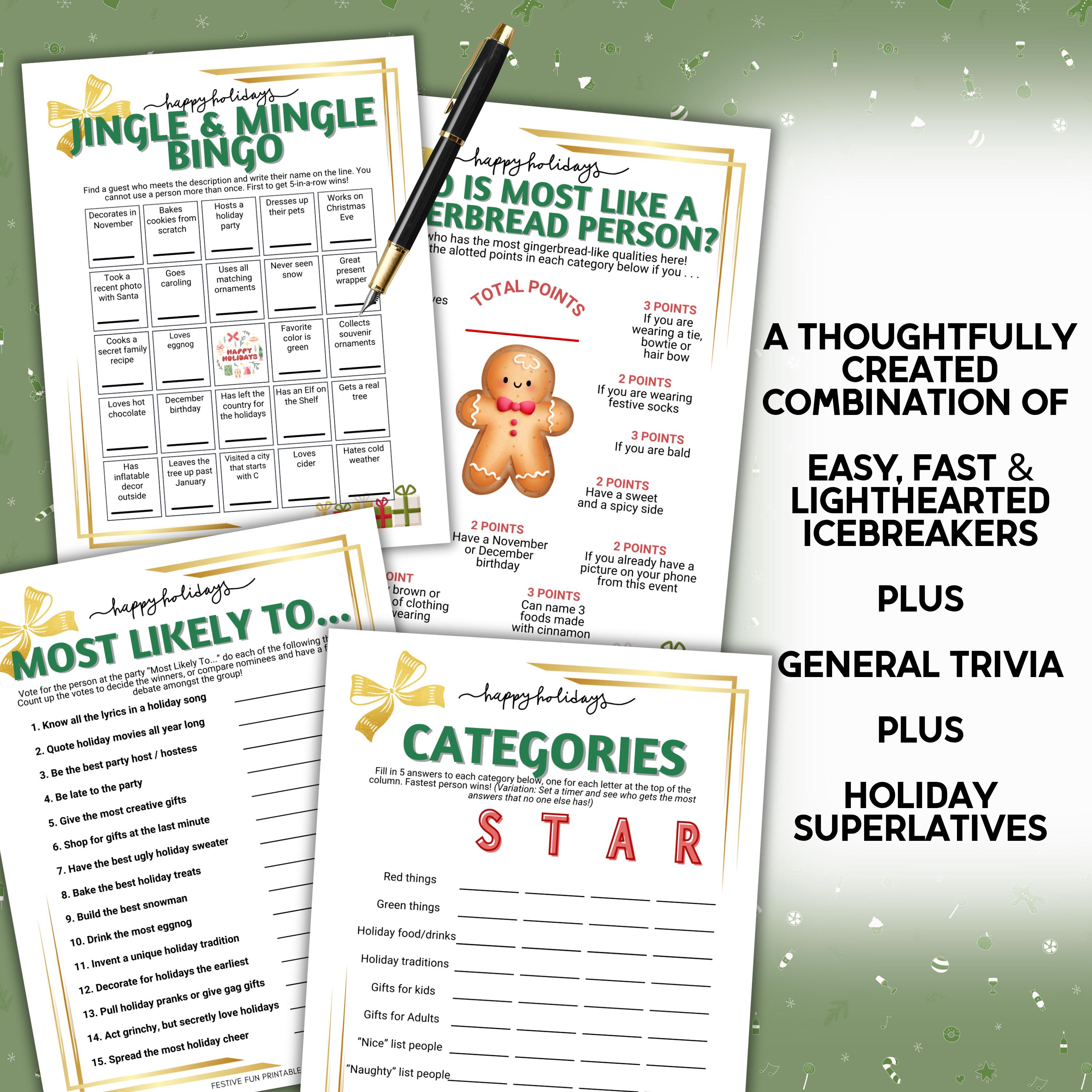 Holiday Office Party Games Bundle, Festive Seasonal Non-christmas ...