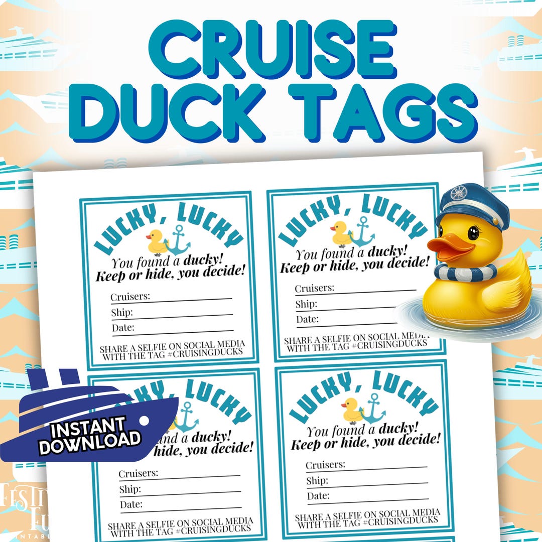 Cruise Duck Tags, Printable Cruise Ship Rubber Duck Hiding Game ...