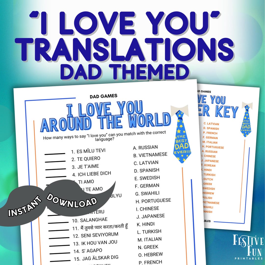 I Love You Around the World Printable Game, Love Translation Match ...