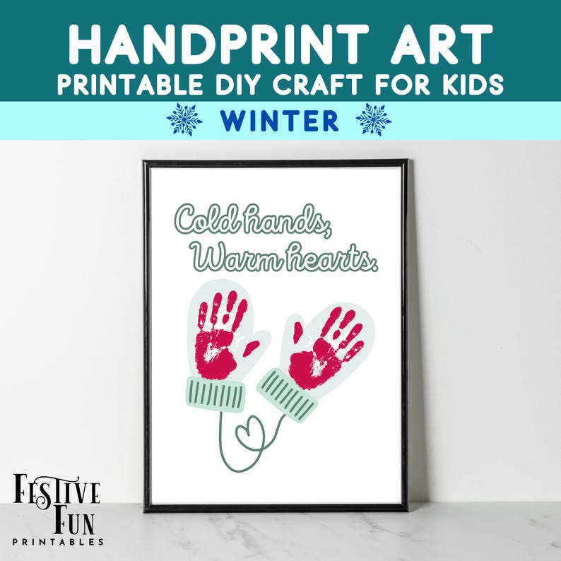 Cold Hands Warm Hearts Handprint Craft for Kids, Cute Printable Winter ...