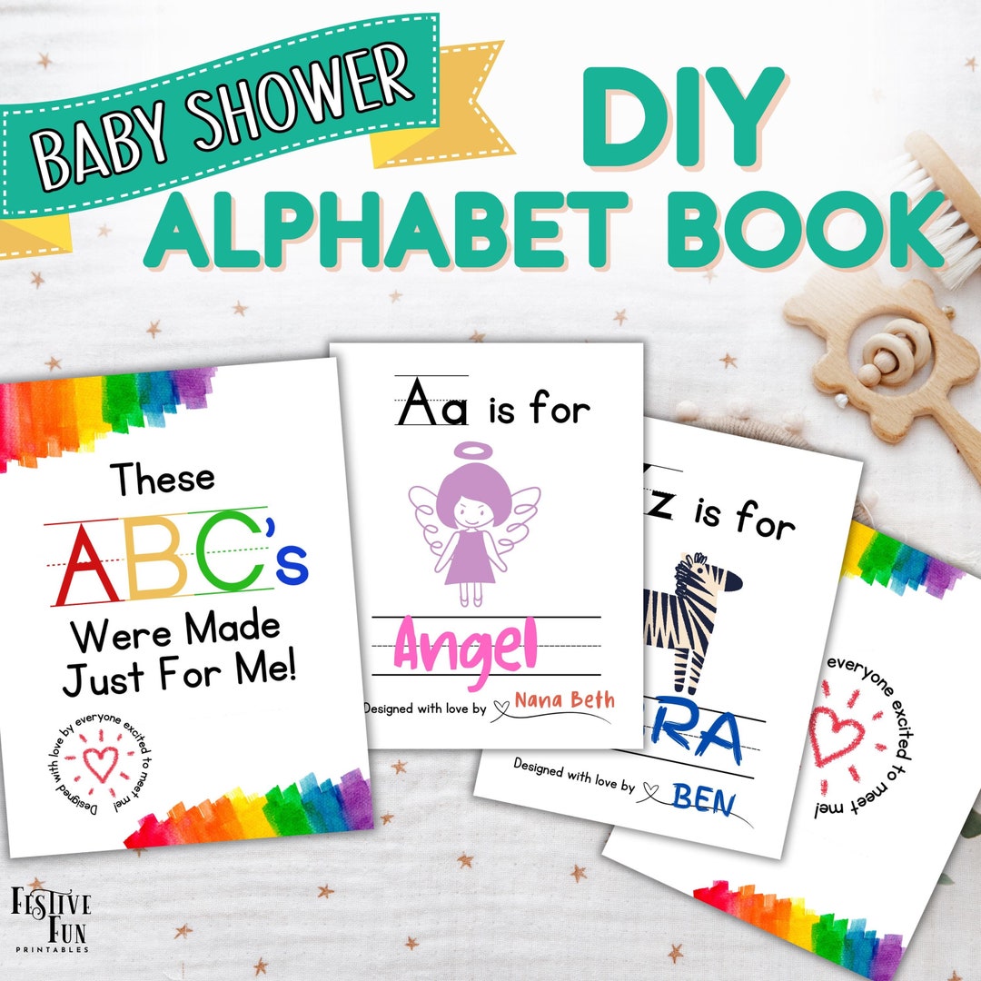 Baby Shower ABC Coloring Book Guest Activity, Draw and Color a Page for ...