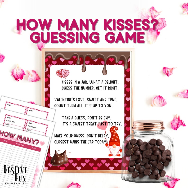 Guess How Many How Many Kisses Game Set Bundle, Chocolates Jar Guessing ...