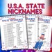 USA State Nickname Race, Patriotic American 4th of July Printable Game ...