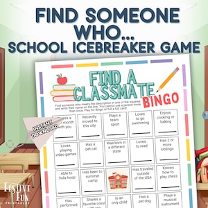 Back to School Classmate Bingo Game, First Day of School Icebreaker ...
