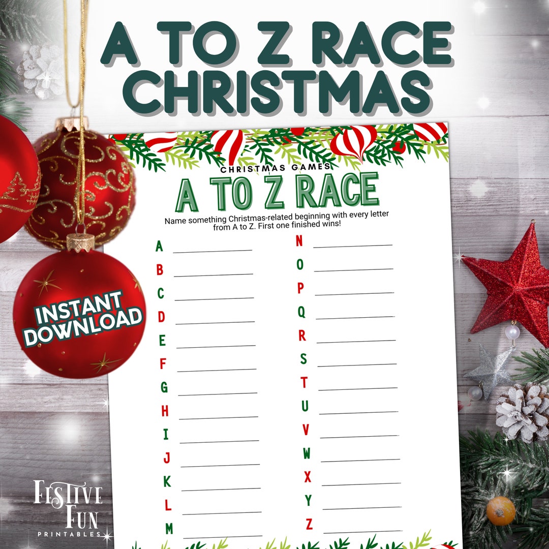 Christmas A to Z Race, December Holiday Family Game Night Activity for ...