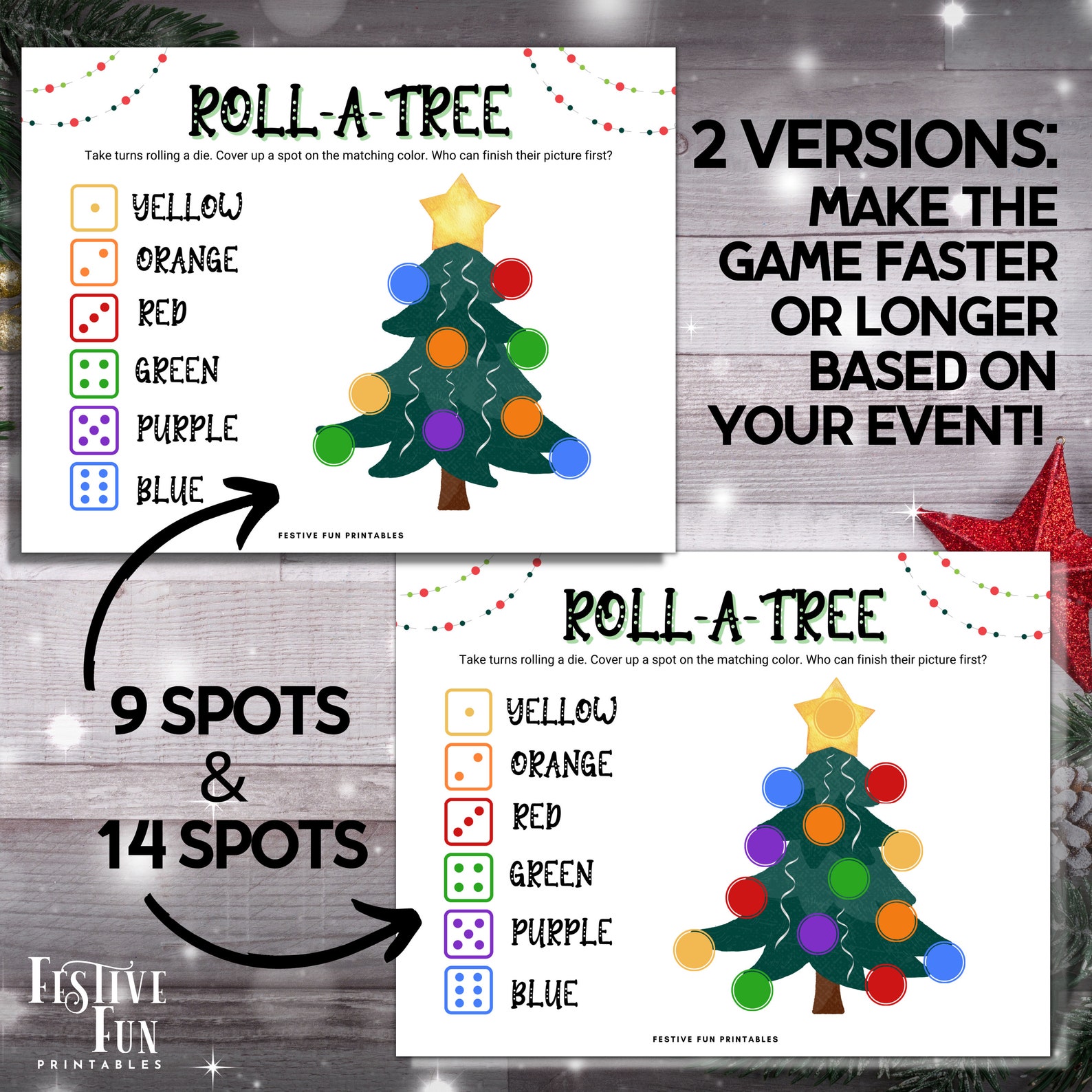 Roll-a-tree Christmas Party Game, Easy Roll the Dice Candy Game for ...