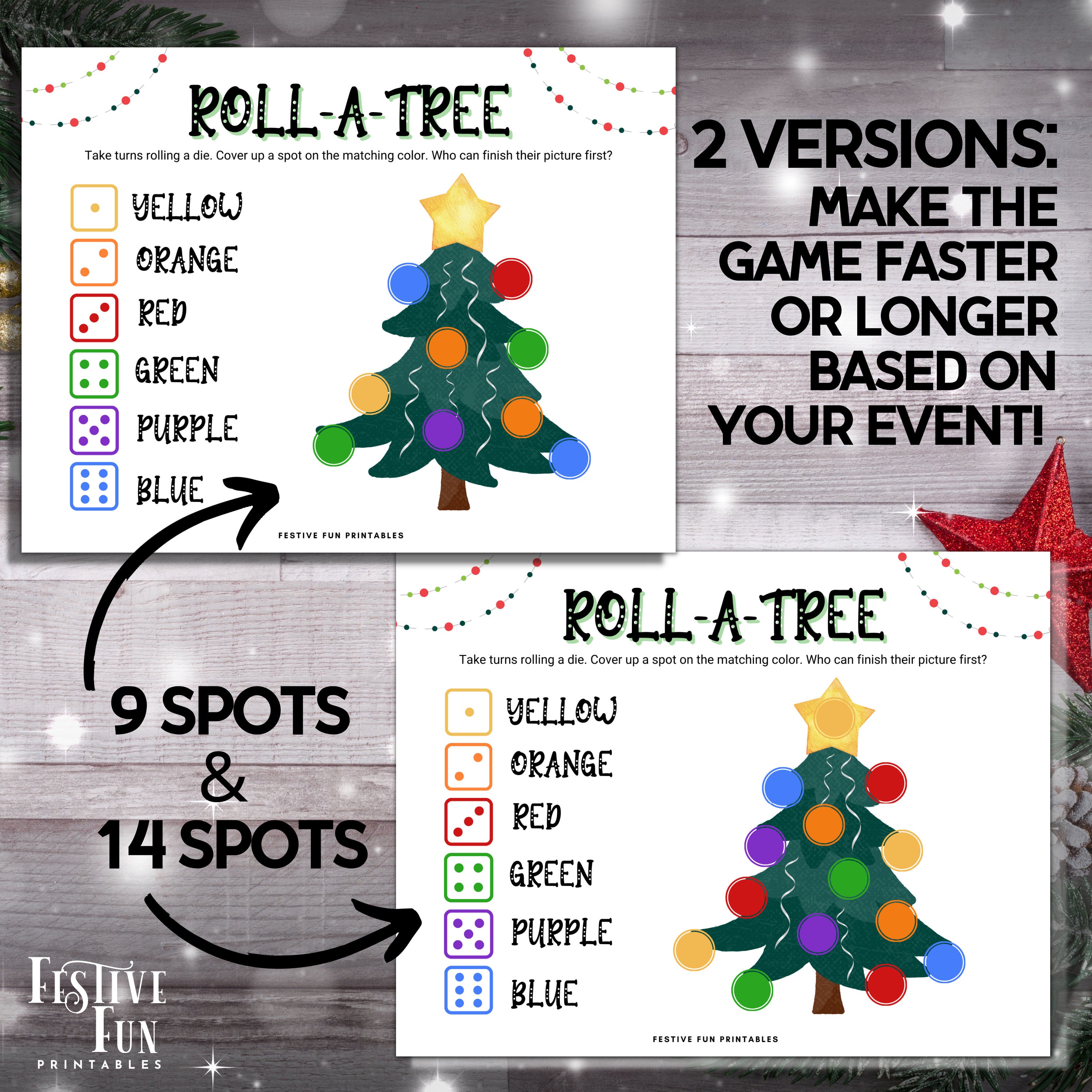 Roll-a-tree Christmas Party Game, Easy Roll the Dice Candy Game for ...