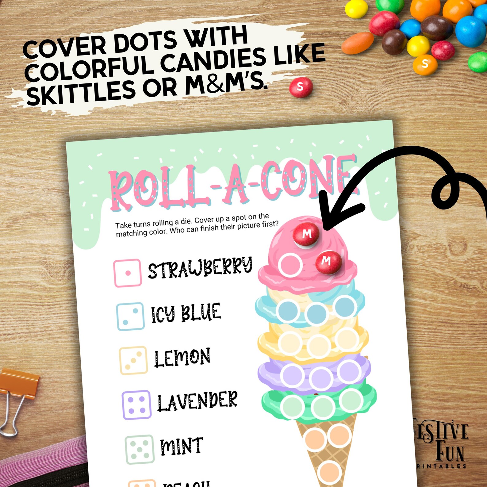 Roll A Picture Candy Dice Game Printable, Easy Ice Cream Theme Party ...