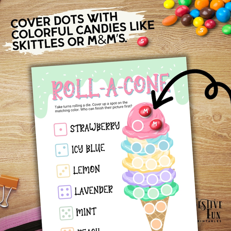 Roll A Picture Candy Dice Game Printable, Easy Ice Cream Theme Party ...
