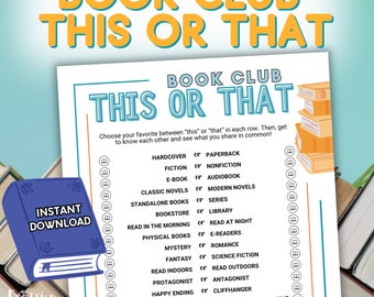 Book Club This or That Game - Quick and Easy Printable Icebreaker for ...