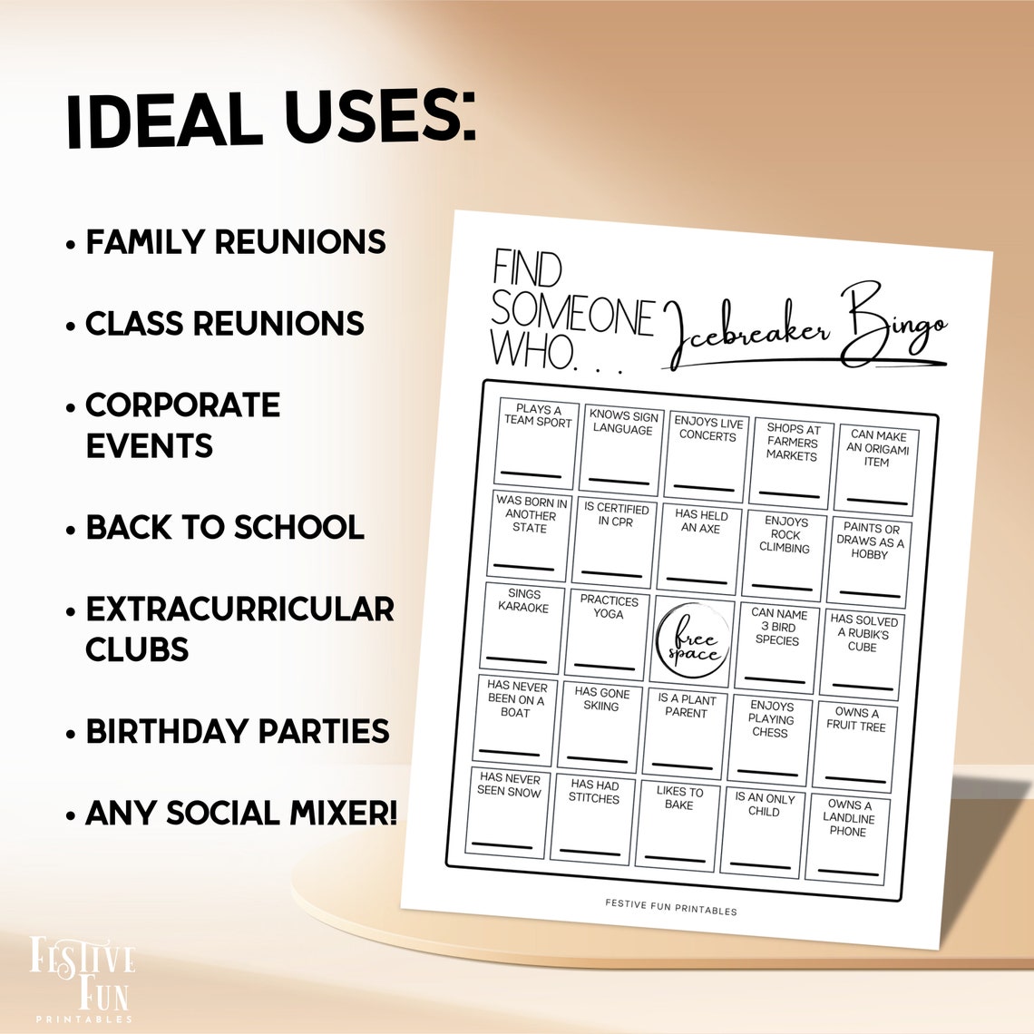 Human Ice Breaker Bingo, Mix and Mingle Conversation Starters, Adult ...