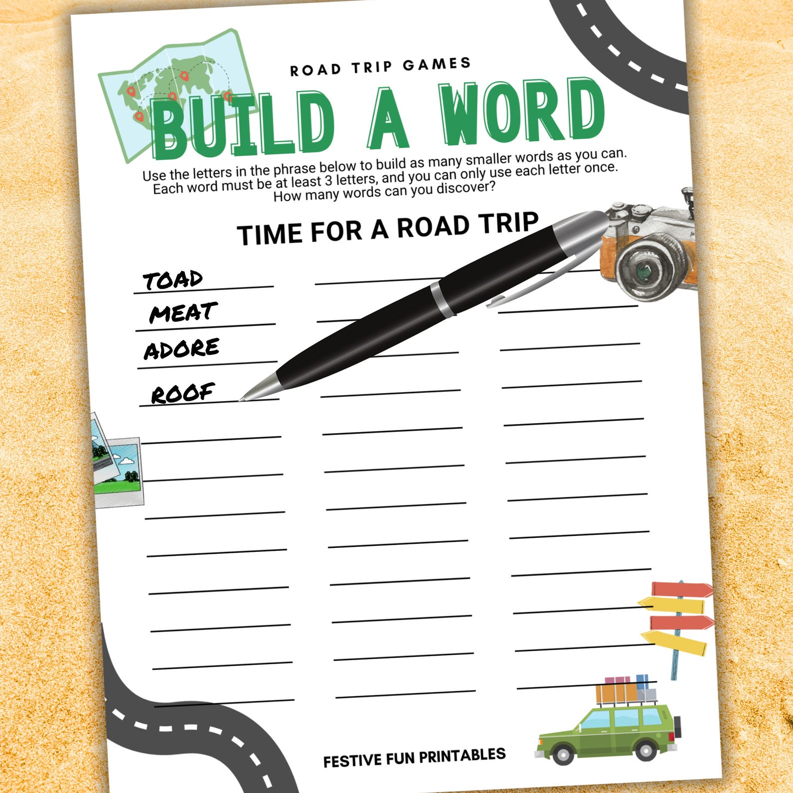 Road Trip Word Formation Game, Build A Word Search Challenge, Summer ...